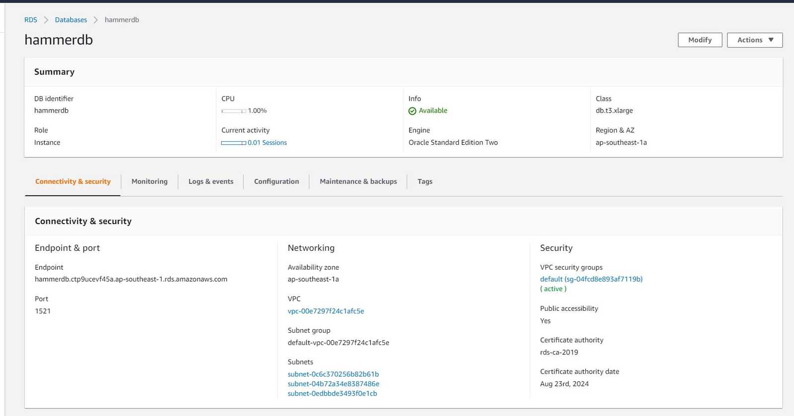 Test Table Audit on AWS RDS Using HammerDB - Technical blog